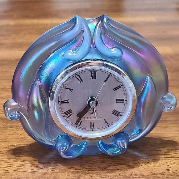 Fenton | Accents | Fenton Blue Iridescent Glass Alarm Clock | Poshmark